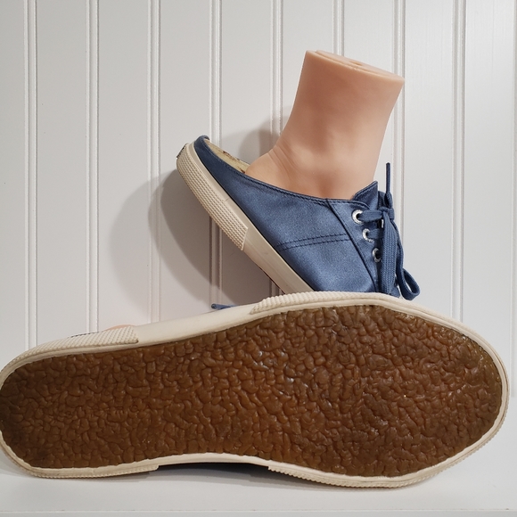 Superga | Shoes | Superga Blue Satin Slide Sneakers Sz | Poshmark